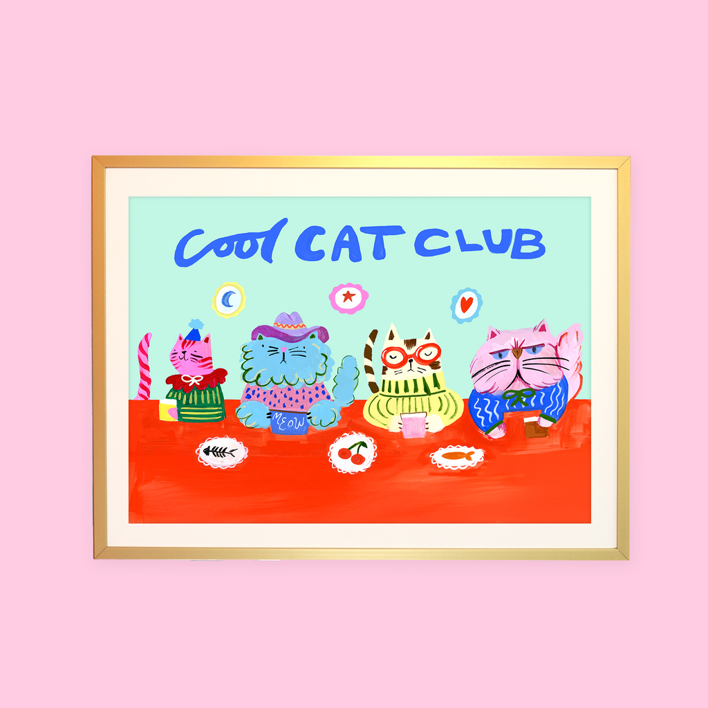 Cool Cat Club Print | Wall Art For Cat Lovers | Eleanor Bowmer ...